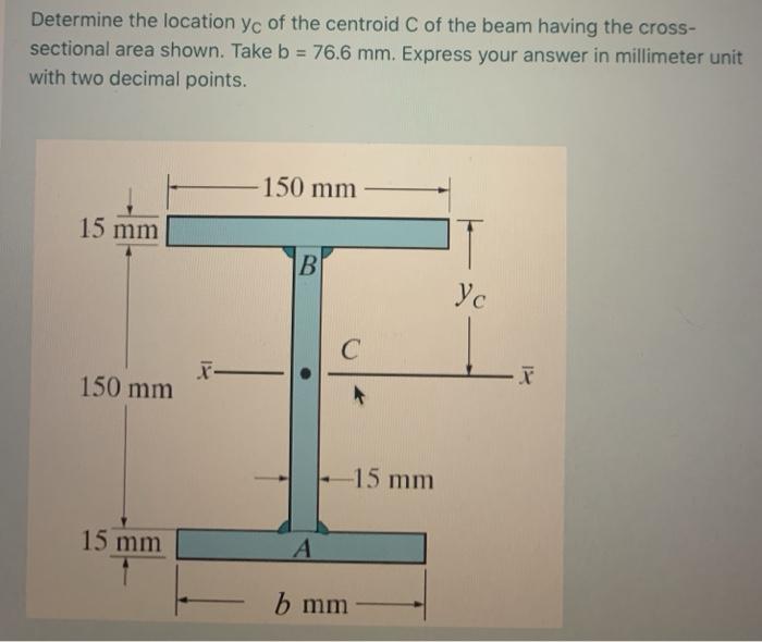 Solved Determine the location yc of the centroid C of the | Chegg.com