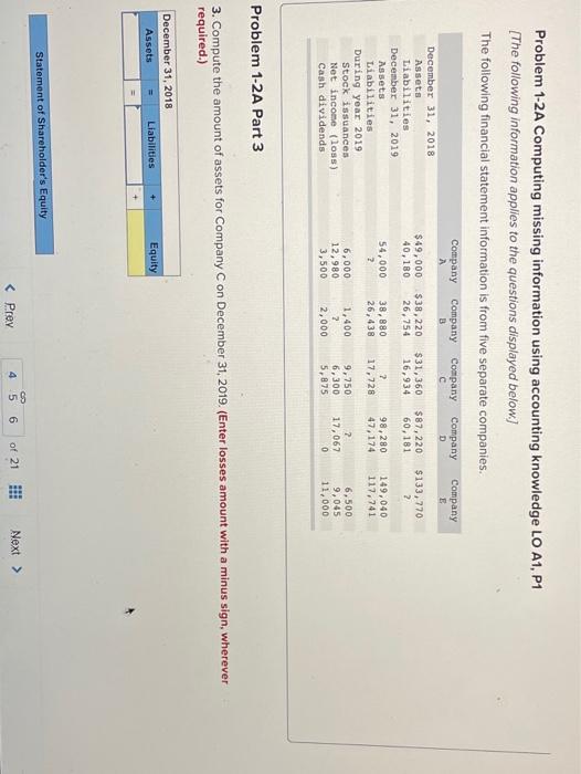Solved Problem 1-2A Computing missing information using | Chegg.com