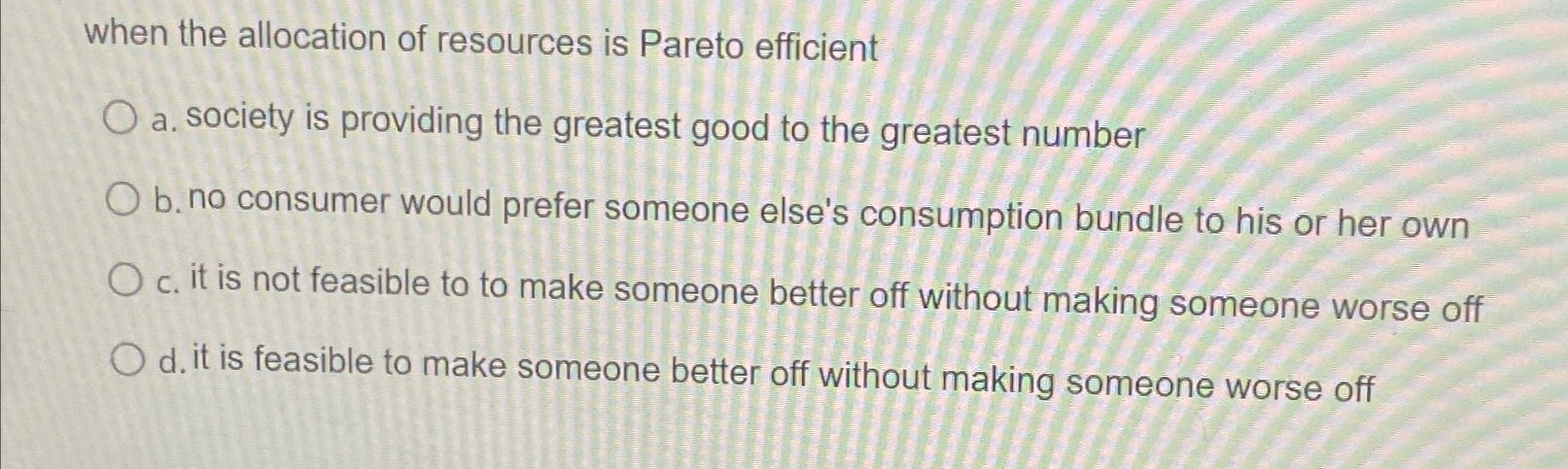 Solved when the allocation of resources is Pareto | Chegg.com