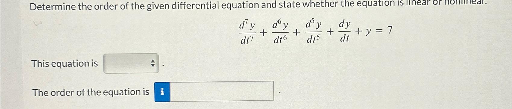 Solved Determine the order of the given differential | Chegg.com