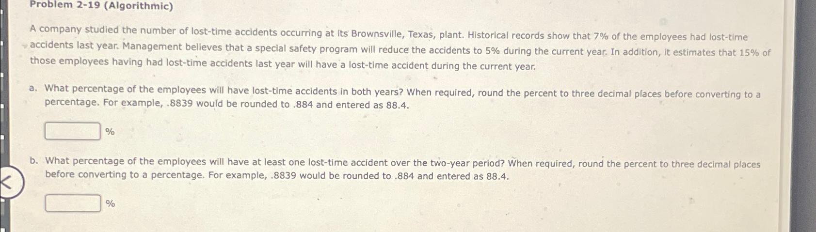 Solved Problem 2-19 (Algorithmic)A company studied the | Chegg.com