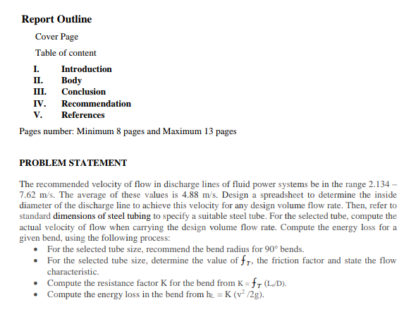 Solved Report Outline Cover Page Table of content I. | Chegg.com