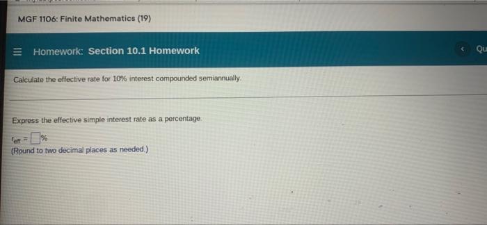 Solved Mgf 1106 Finite Mathematics 19 Homework Section