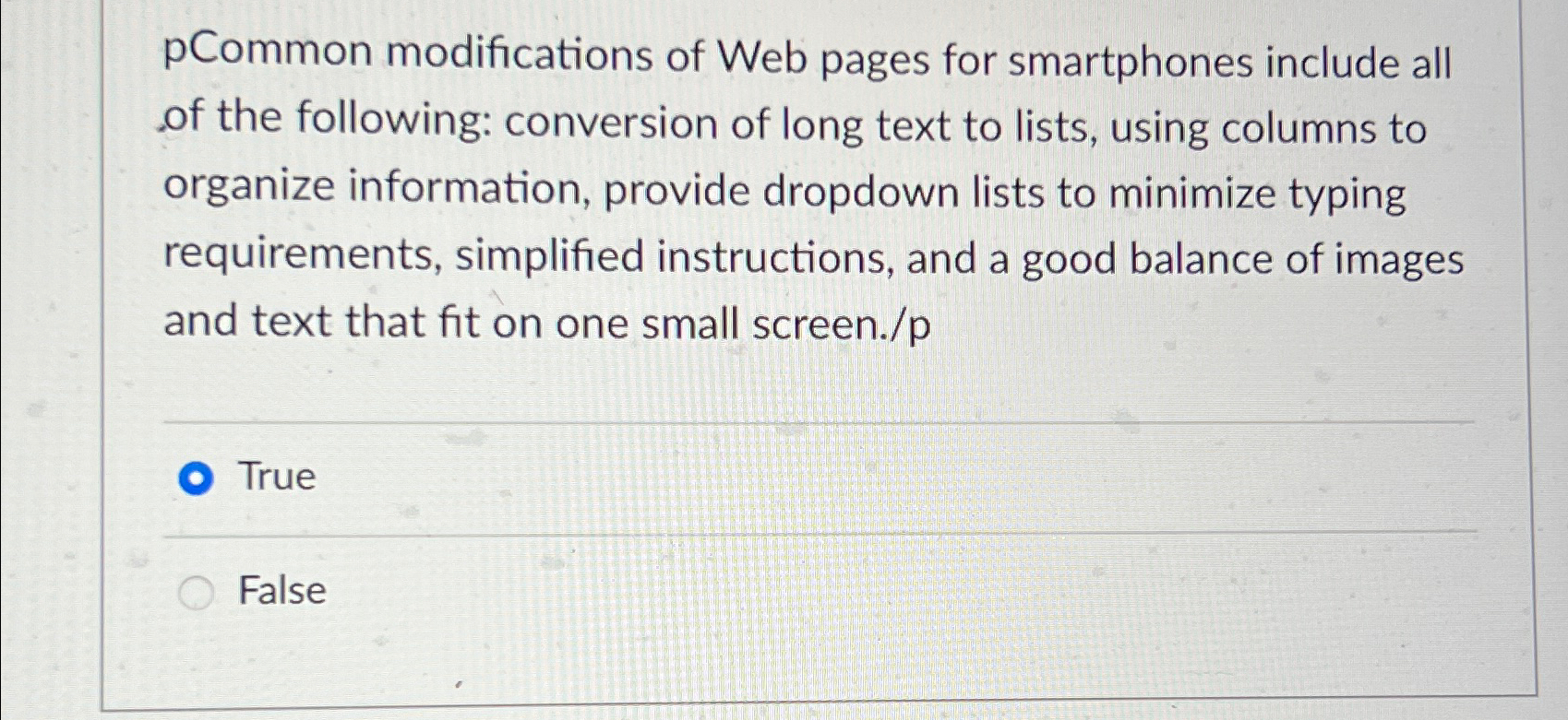 Solved pCommon modifications of Web pages for smartphones | Chegg.com
