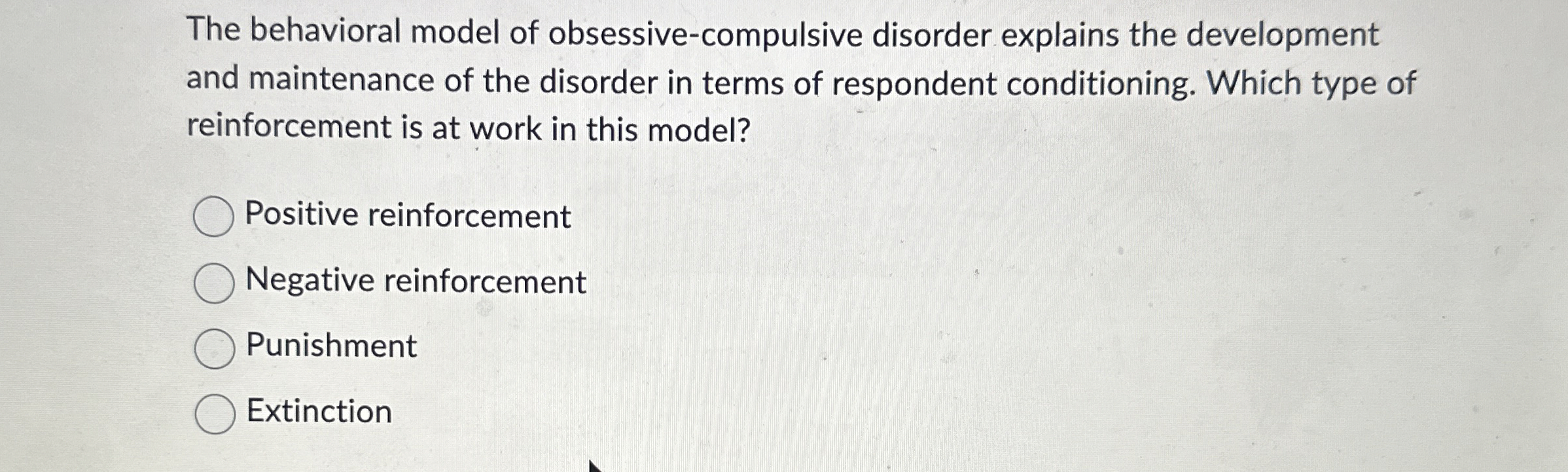 Solved The behavioral model of obsessive-compulsive disorder | Chegg.com