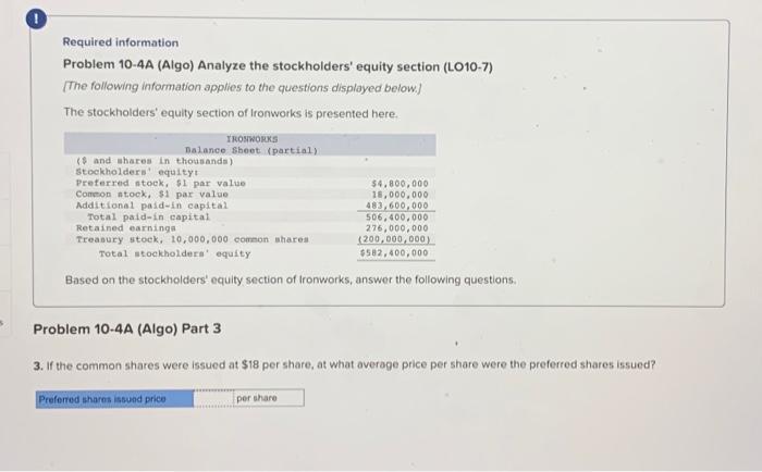 Solved Required information Problem 10-4A (Algo) Analyze the | Chegg.com
