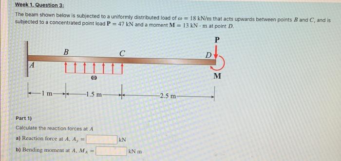 [Solved]: The beam shown below is subjected to a uniformly
