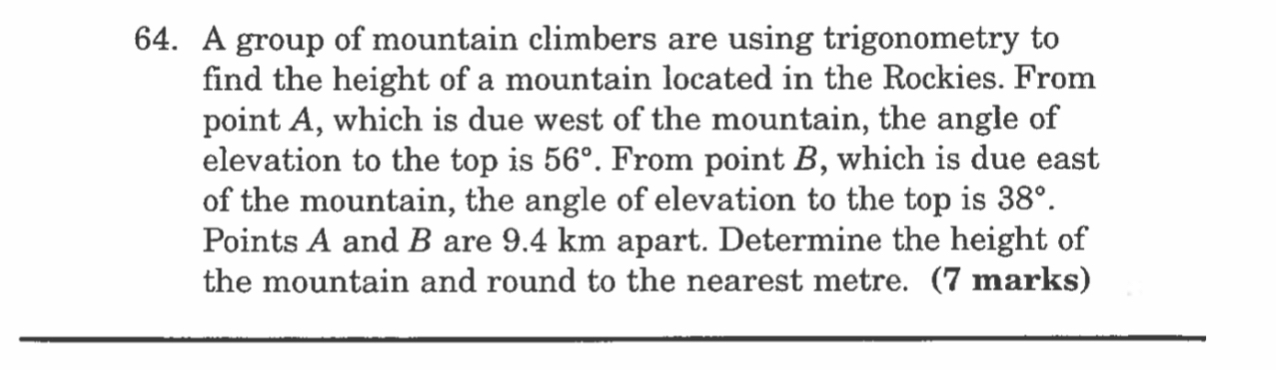 Solved A group of mountain climbers are using trigonometry | Chegg.com