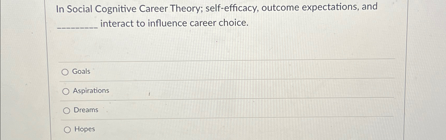 Solved In Social Cognitive Career Theory; self-efficacy, | Chegg.com