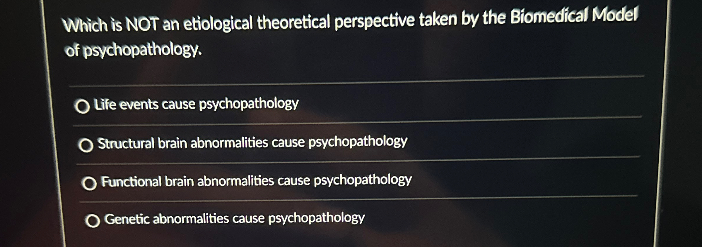 Solved Which is NOT an etiological theoretical perspective | Chegg.com