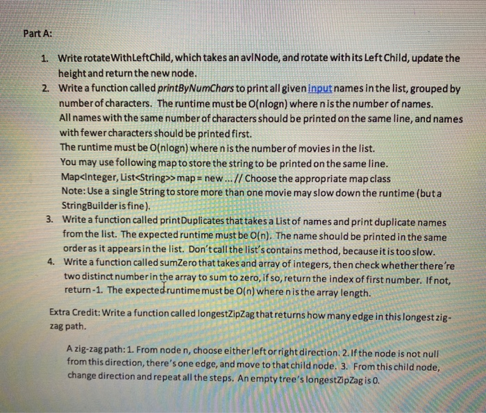 Solved Part A: 1. Write rotate With LeftChild, which takes | Chegg.com