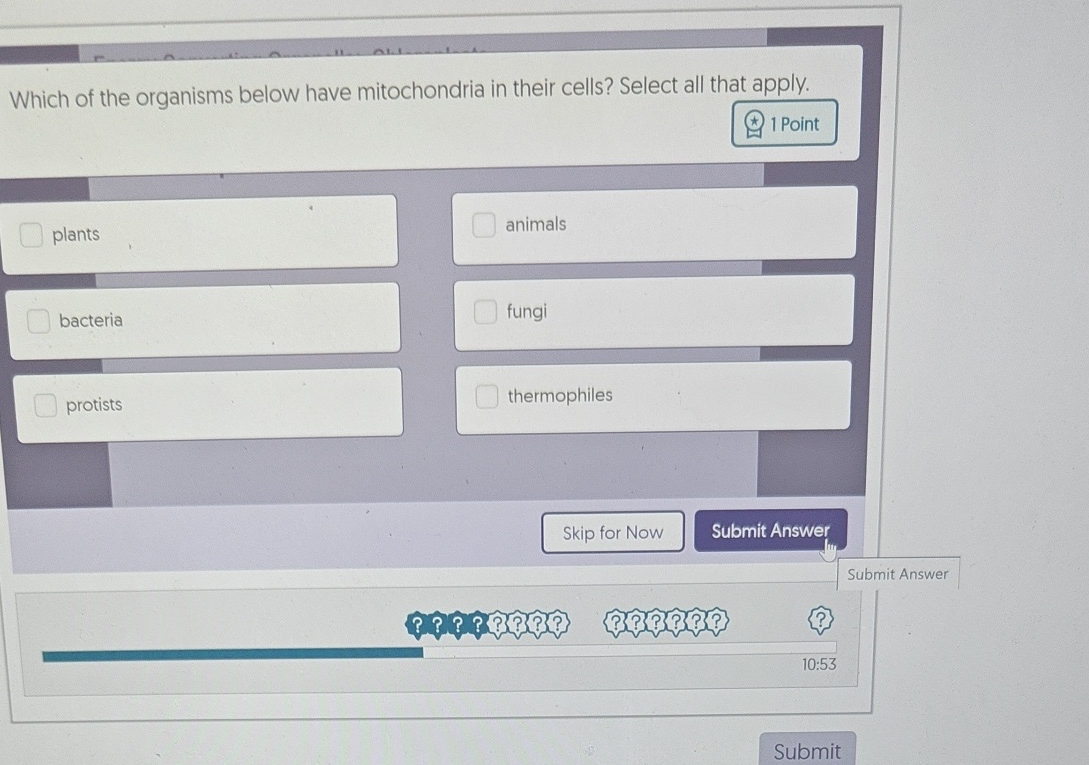 Solved Which of the organisms below have mitochondria in | Chegg.com