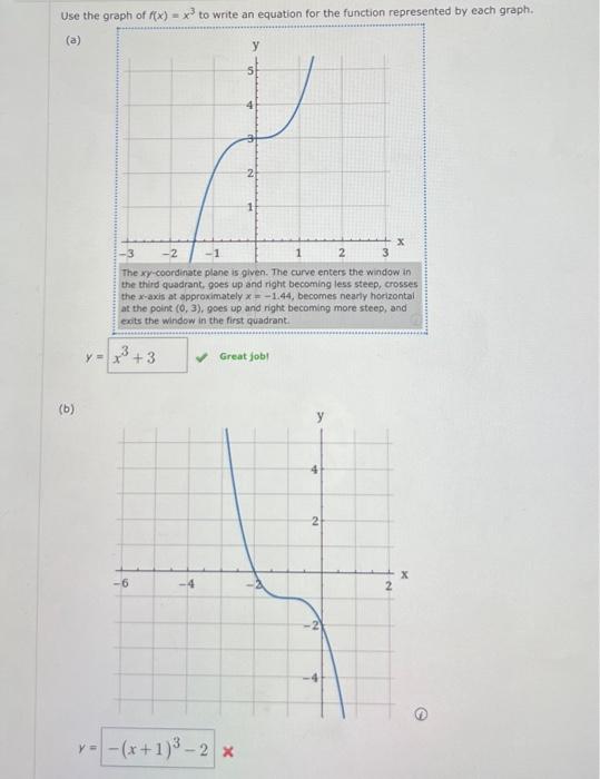 Solved Use the graph of f(x)=x3 to write an equation for the | Chegg.com