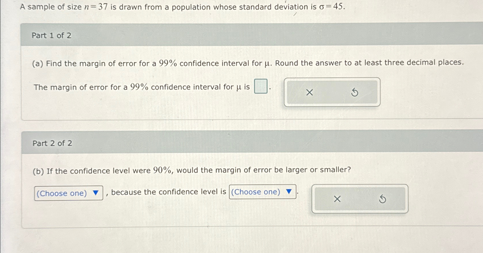 Solved A sample of size n=37 ﻿is drawn from a population | Chegg.com
