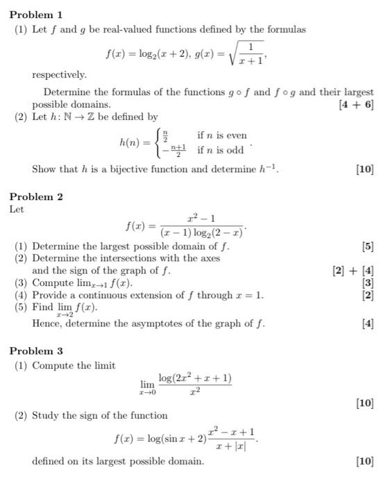 Solved Problem 1 (1) Let f and g be real-valued functions | Chegg.com