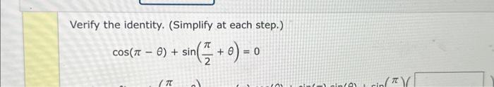 Solved Verify the identity. (Simplify at each step.) | Chegg.com