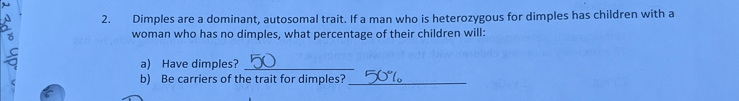 Solved Dimples are a dominant, autosomal trait. If a man who | Chegg.com
