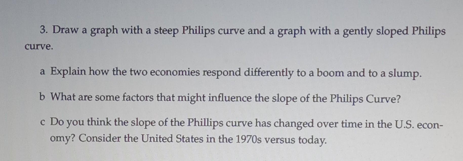 3. Draw a graph with a steep Philips curve and a | Chegg.com