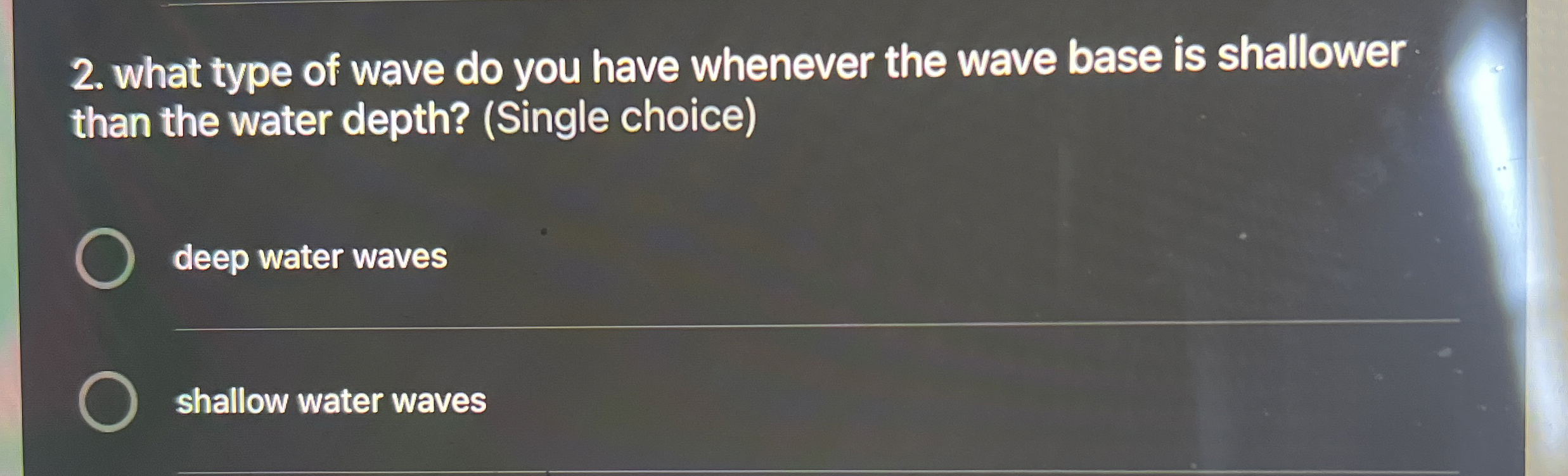 Solved what type of wave do you have whenever the wave base | Chegg.com