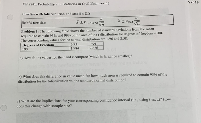 Solved CE 2251: Probability and Statistics in Civil | Chegg.com