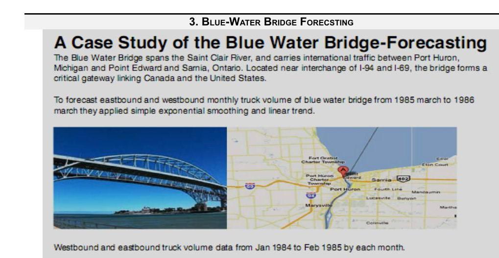 Solved A Case Study of the Blue Water Bridge-Forecasting The | Chegg.com
