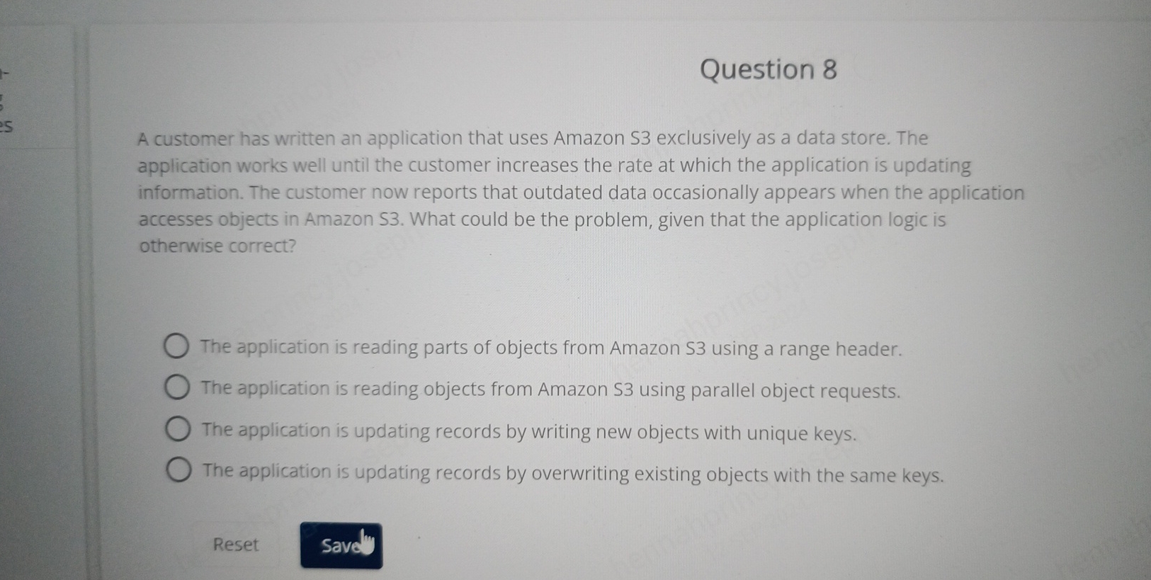 Solved Question 8A customer has written an application that | Chegg.com