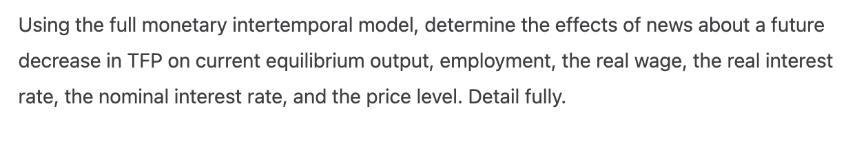 Solved Using the full monetary intertemporal model, | Chegg.com