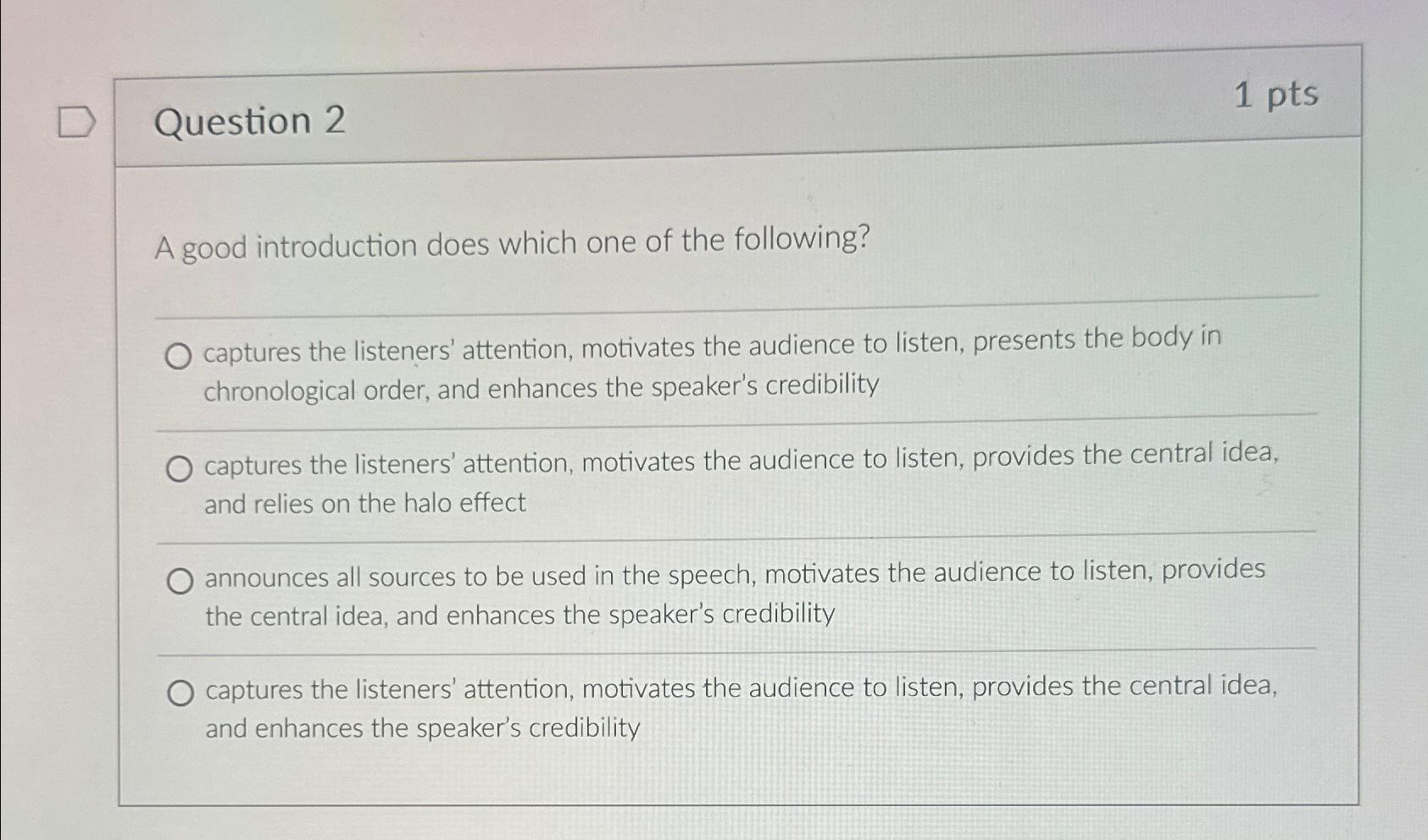 Solved Question 21 ﻿ptsA good introduction does which one of | Chegg.com