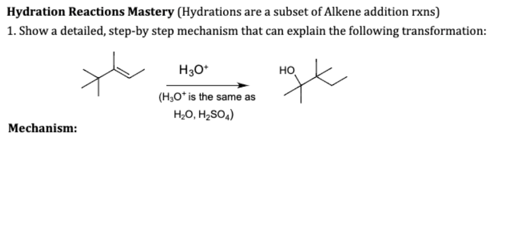 Solved Hydration Reactions Mastery (Hydrations are a subset | Chegg.com
