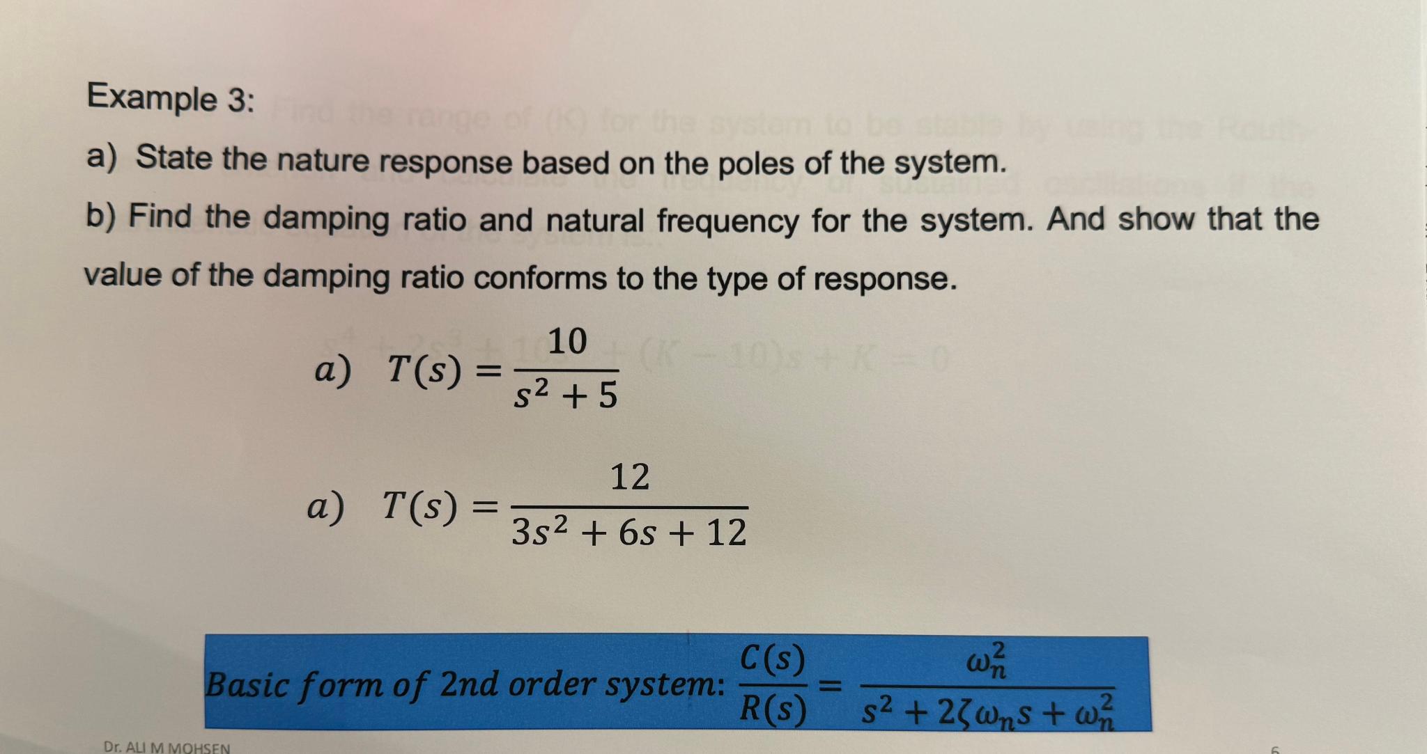 Solved Example 3:a) ﻿State the nature response based on the | Chegg.com