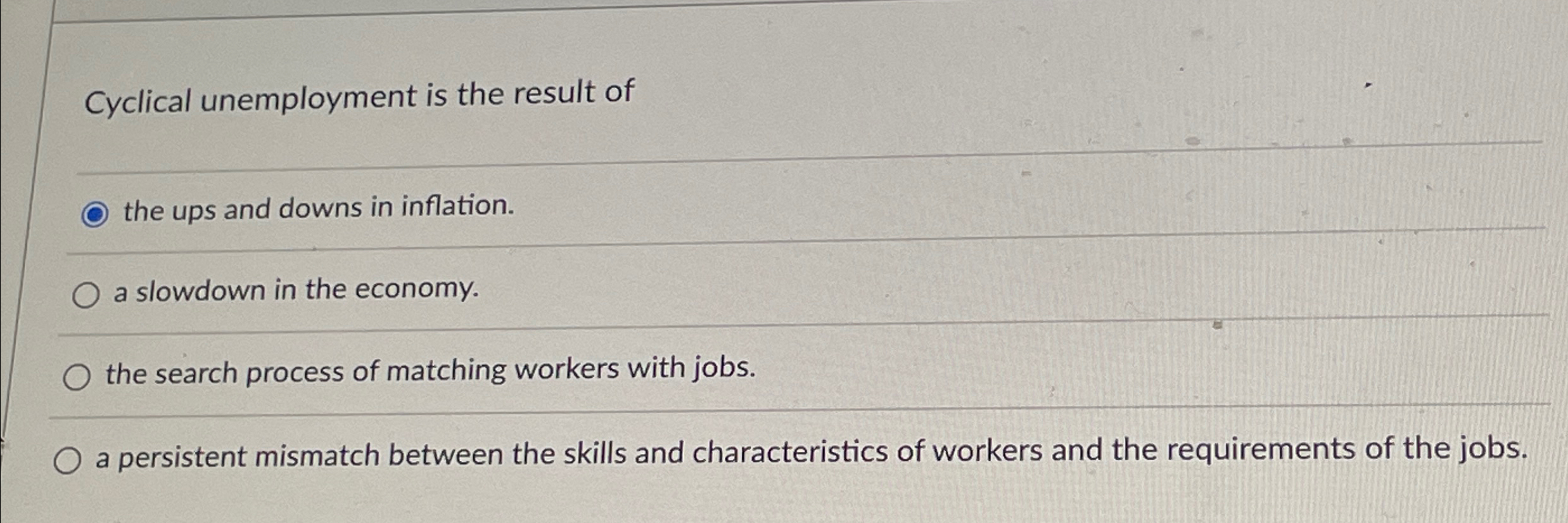 Solved Cyclical unemployment is the result ofthe ups and | Chegg.com