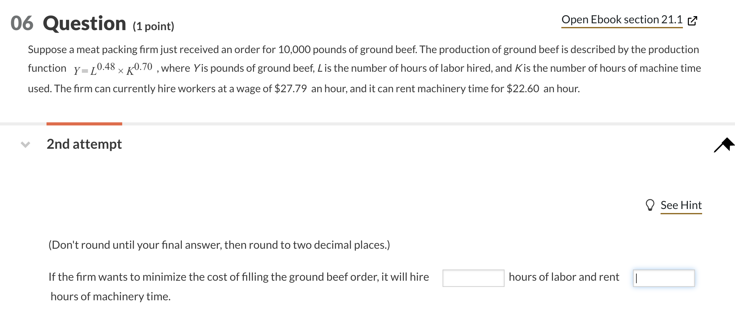 Solved 06 ﻿Question (1 ﻿point)Suppose a meat packing firm | Chegg.com