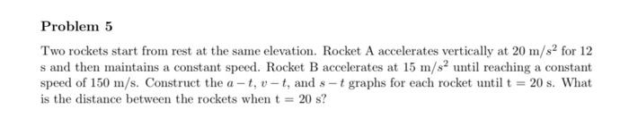Solved Problem 5 Two rockets start from rest at the same | Chegg.com
