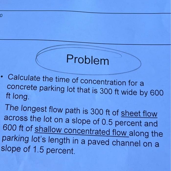 Solved Calculate the time of concentration for a concrete | Chegg.com