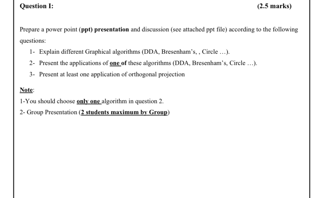 Solved Question I:(2.5 ﻿marks)Prepare a power point (ppt) | Chegg.com