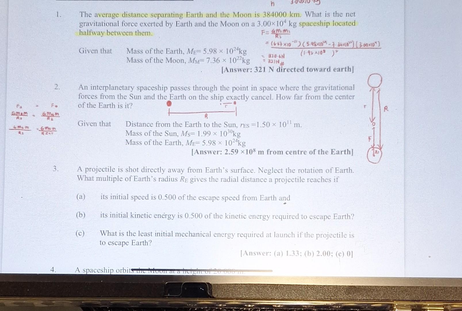 Solved 1. The average distance separating Earth and the Moon | Chegg.com