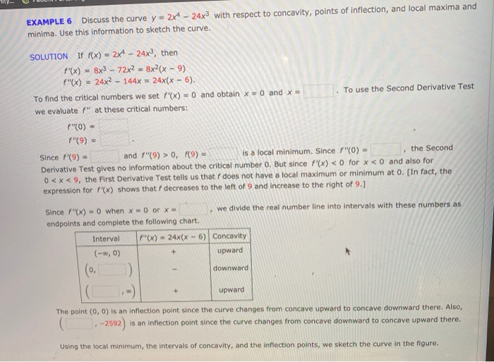 Solved EXAMPLE 6 Discuss the curve y = 2x4 - 24x3 with | Chegg.com