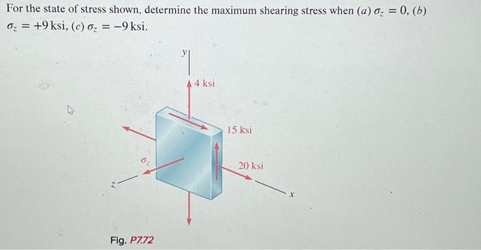 Solved For the state of stress shown, determine the maximum | Chegg.com