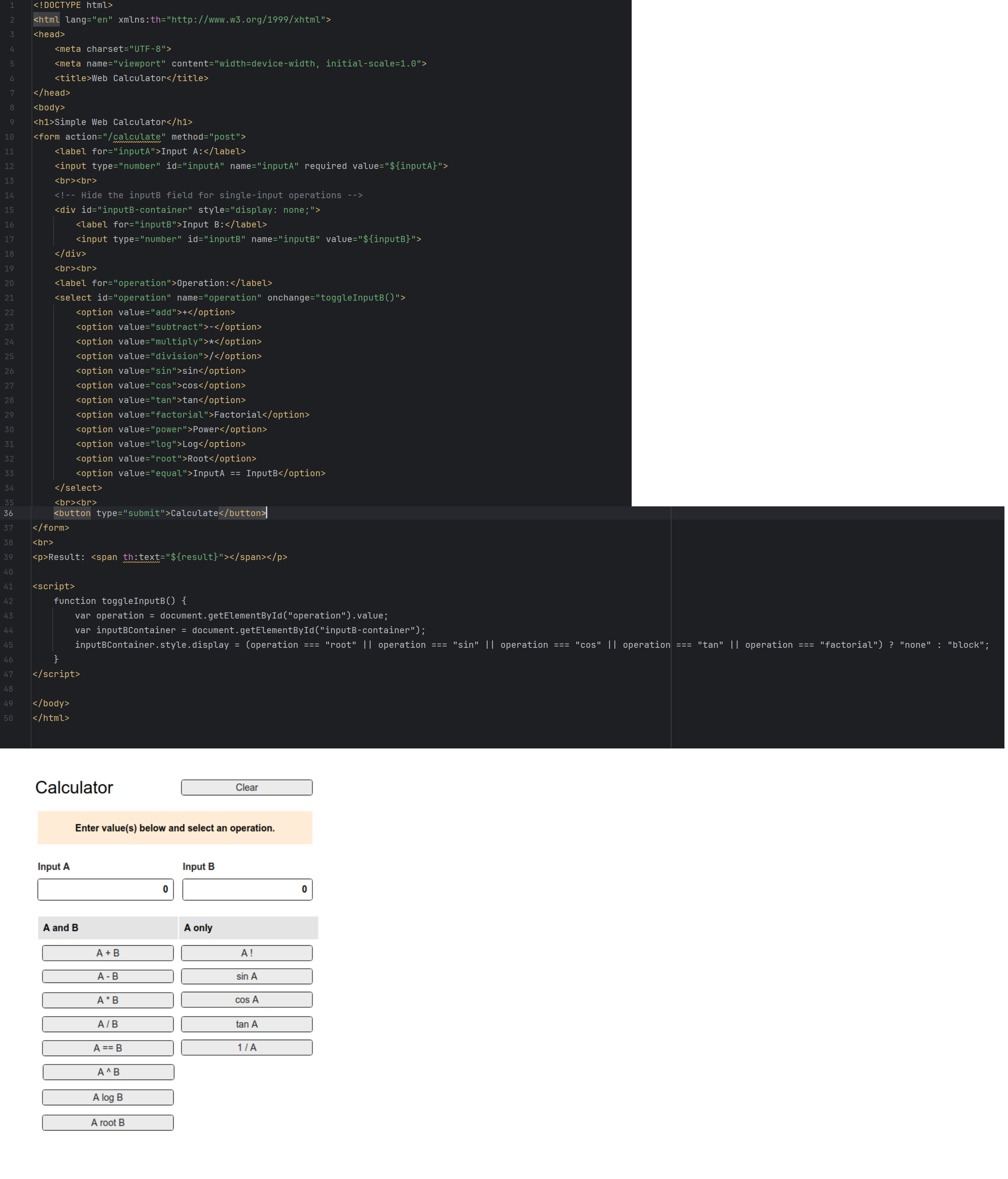 Solved Need help asapI am making a webbase calculator and | Chegg.com