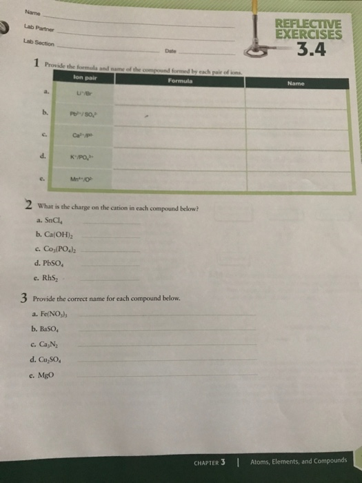 Solved Name Lab Partner Lab Section REFLECTIVE EXERCISES 3.4 | Chegg.com