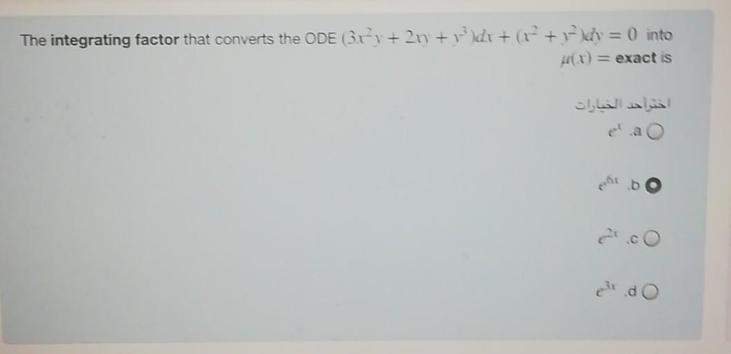 Solved The integrating factor that converts the ODE (Gry | Chegg.com