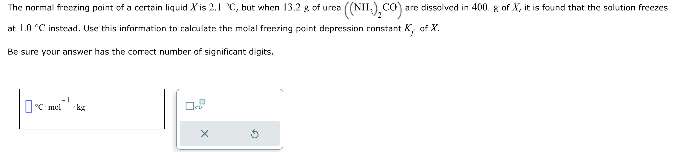 Solved The normal freezing point of a certain liquid x ﻿is | Chegg.com