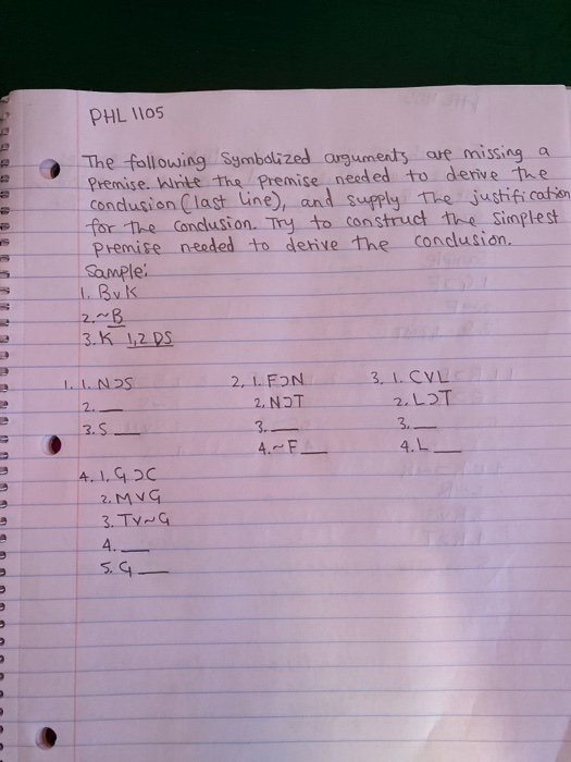 Solved PHL 1105 The following Symbolized arguments are | Chegg.com