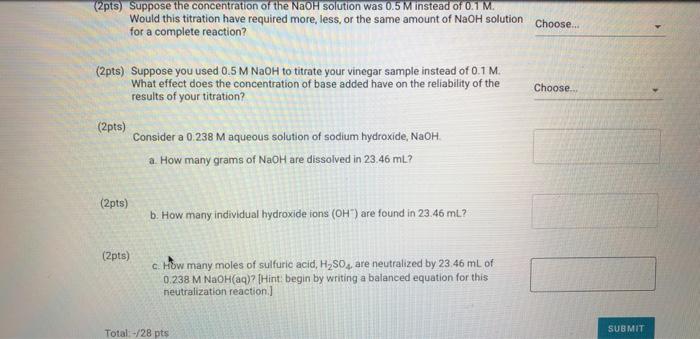 Solved Data And Report Submission - Titration (2pts) | Chegg.com