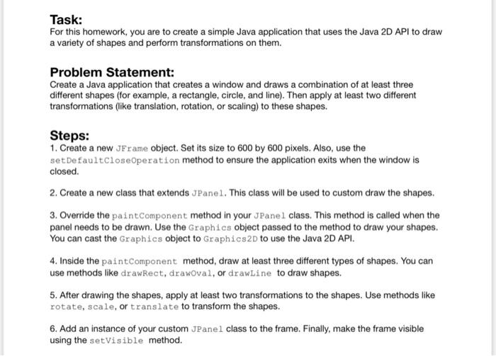 Solved Task For This Homework You Are To Create A Simple 