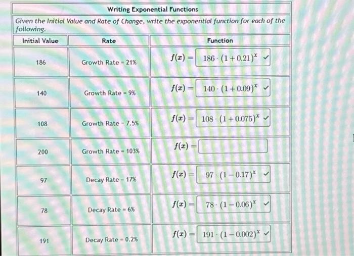 Solved Writing Exponential runctions | Chegg.com