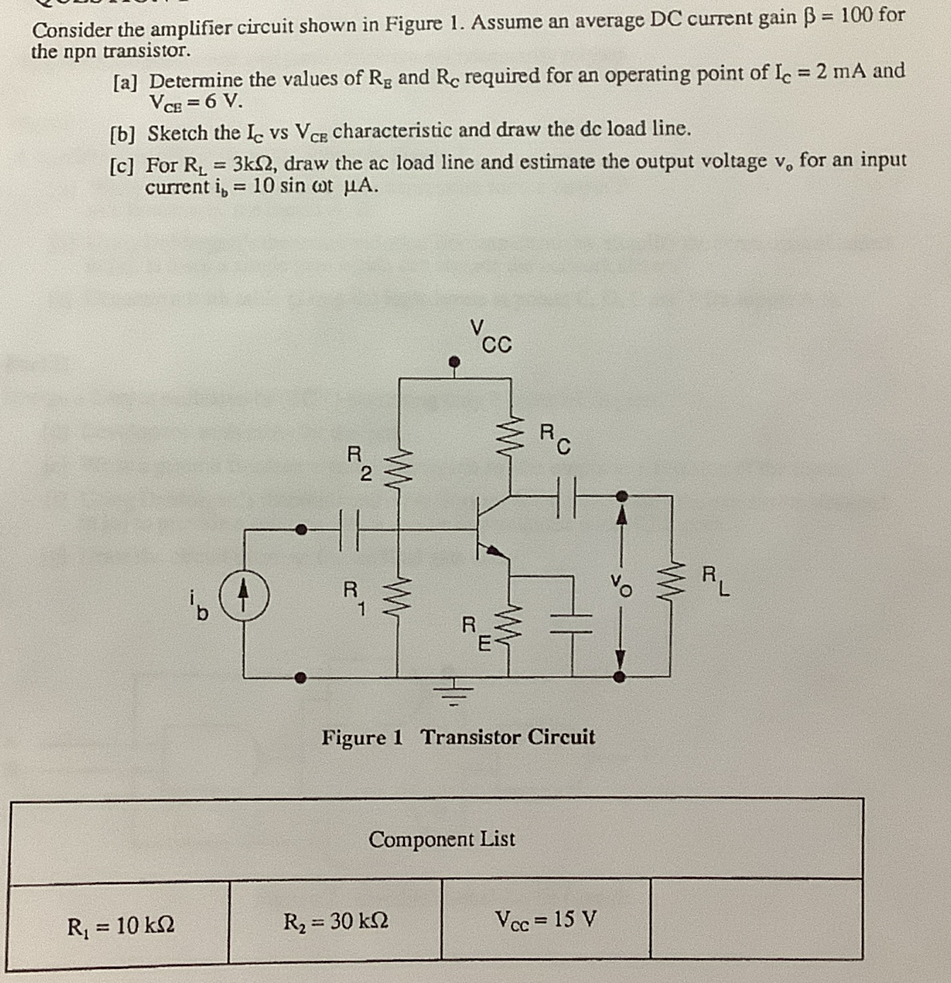 Solved Consider the amplifier circuit shown in Figure 1. | Chegg.com