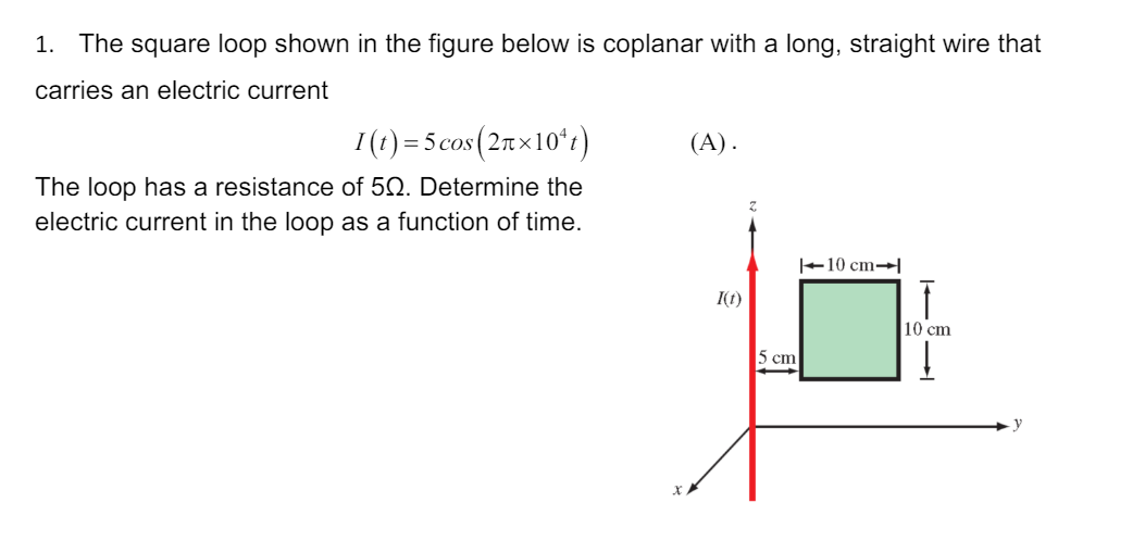 Solved The square loop shown in the figure below is coplanar | Chegg.com