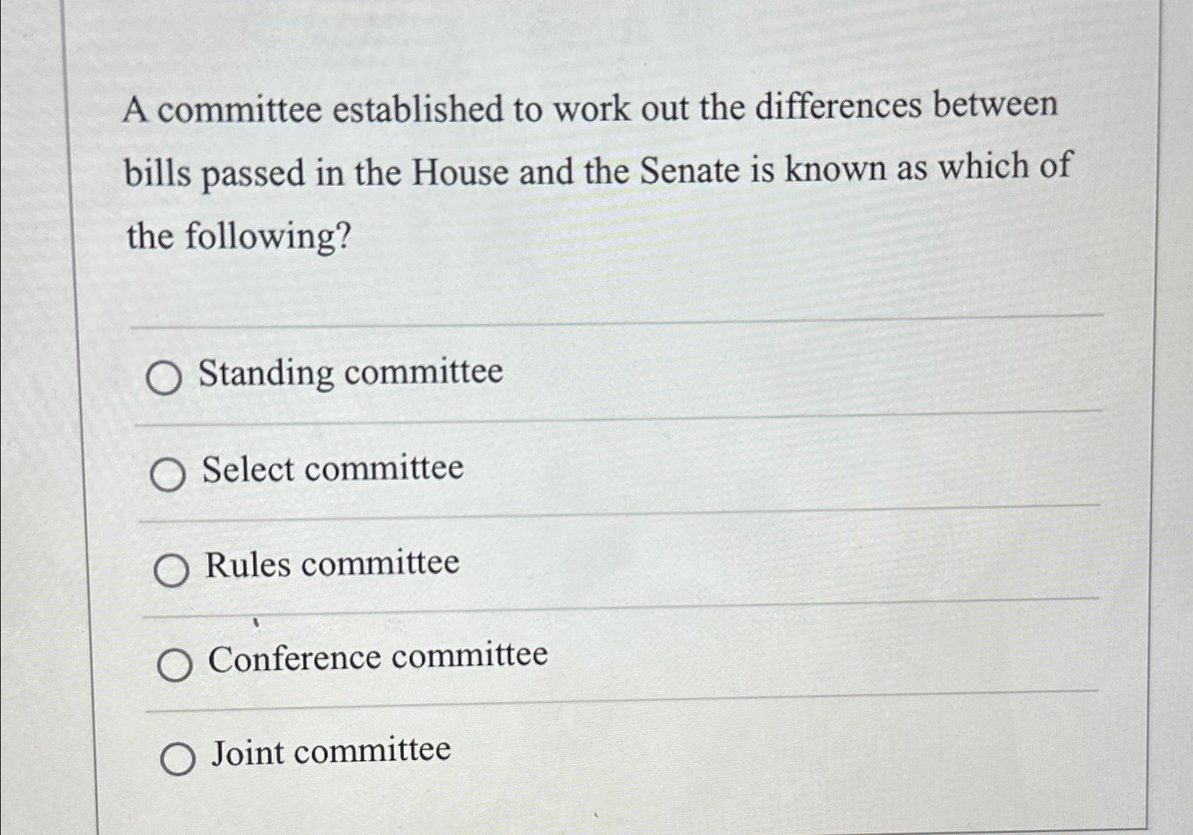 Solved A committee established to work out the differences | Chegg.com