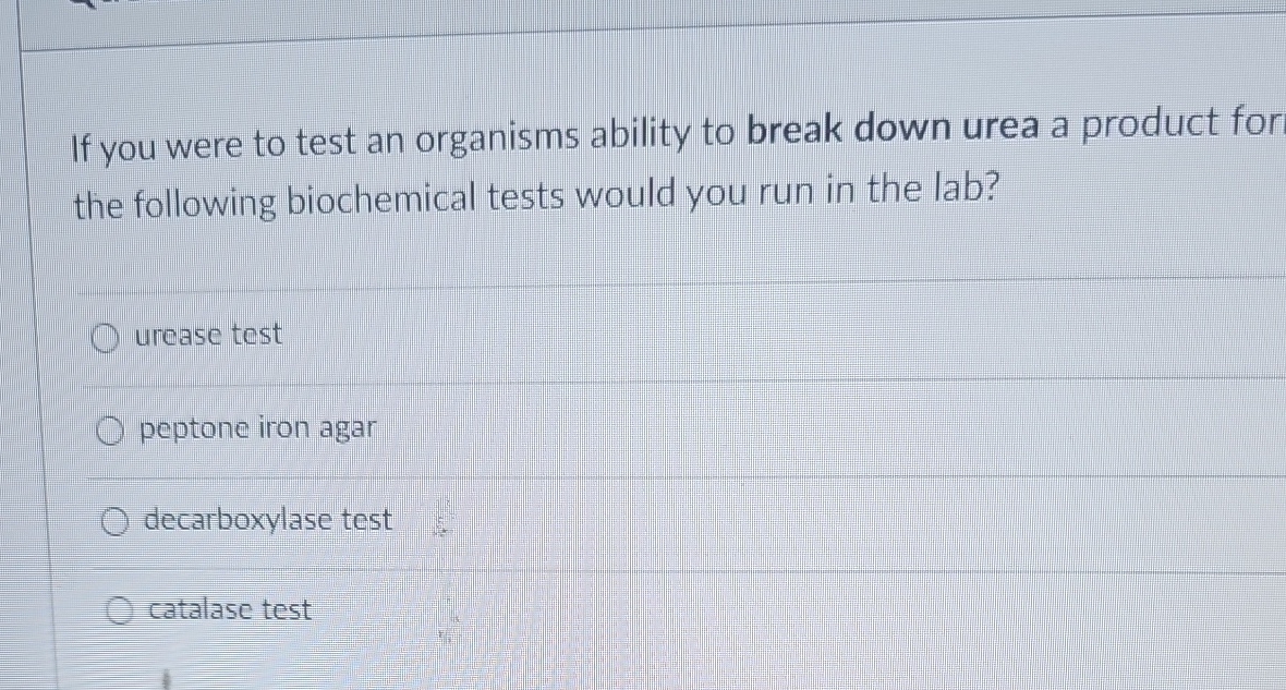 Solved If you were to test an organisms ability to break | Chegg.com